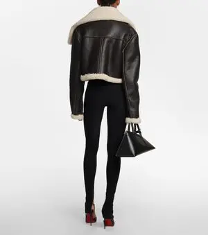 LAQUAN SMITH Shearling-trimmed Leather Jacket