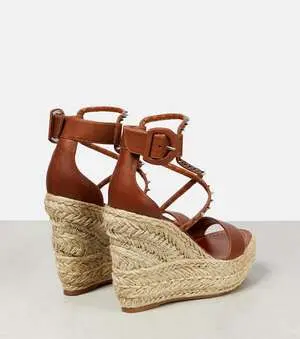 CHRISTIAN LOUBOUTIN Chocazeppa Leather Wedge Espadrilles - Brown