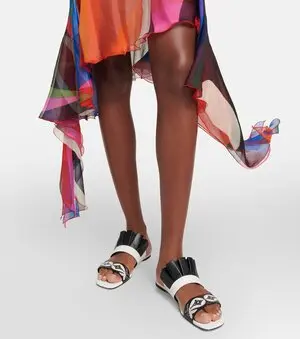 Emilio Pucci Embroidered Leather Sandals
