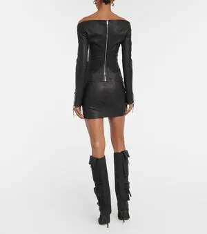 DION LEE Hinge-seam Leather Bustier Top