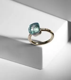 Pomellato Nudo 18kt Rose Gold And White Gold Ring With Topaz - Blue