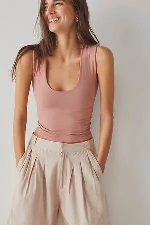 Free People Clean Lines Muscle Cami - Copper Rose