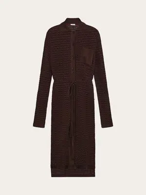 FERRAGAMO Knitted Shirt Dress - Brown
