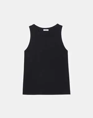 Lafayette 148 New York Cotton Rib Jersey Racerback Tank - Black