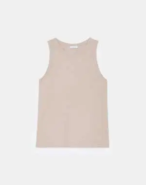 Lafayette 148 New York Cotton Rib Jersey Racerback Tank - Dune