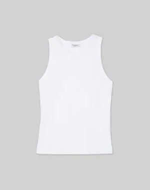 Lafayette 148 New York Cotton Rib Jersey Racerback Tank - White