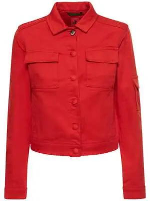 FERRARI Logo Cotton Denim Jacket - Red