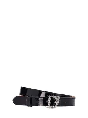 Dsquared2 2cm D2 Crystal Statement Leather Belt - Fume