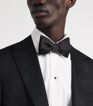 Eton Silk Pre-tied Ribbed Bow Tie - Black