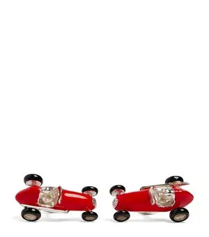 DEAKIN & FRANCIS Sterling Silver Racing Car Cufflinks - Red