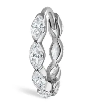 MARIA TASH Gold And Diamond Marquise Eternity Hoop Earring - White