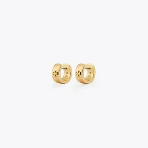 Tory Burch Icon Enamel Huggie Earrings - Tory Gold