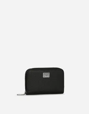 Dolce & Gabbana Small Calfskin Zip-around Wallet With Logo Tag - Black