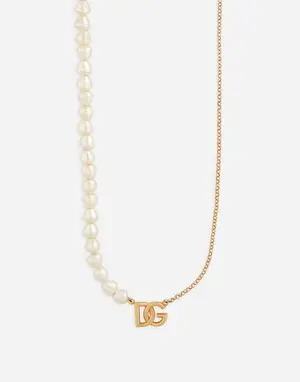 Dolce & Gabbana Pearl And Logo Link Necklace - Gold