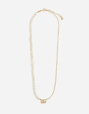 Dolce & Gabbana Pearl And Logo Link Necklace