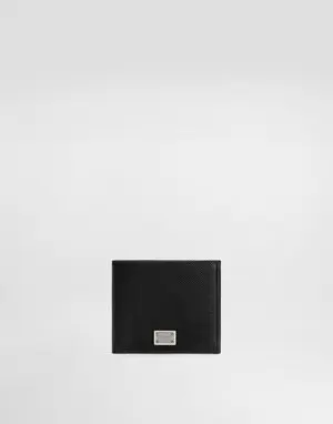 Dolce & Gabbana Calfskin Bifold Wallet With Logo Tag - Black