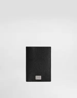 Dolce & Gabbana Calfskin Passport Holder With Logo Tag - Black