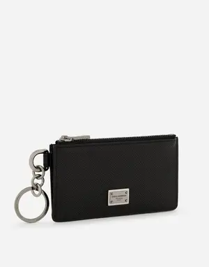 Dolce & Gabbana Calfskin Card Holder With Ring And Logo Tag