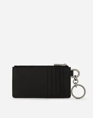 Dolce & Gabbana Calfskin Card Holder With Ring And Logo Tag