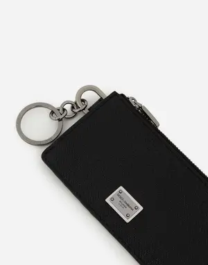 Dolce & Gabbana Calfskin Card Holder With Ring And Logo Tag