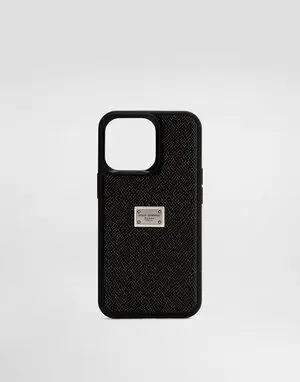 Dolce & Gabbana Calfskin Iphone 13 Pro Cover With Logo Tag - Black