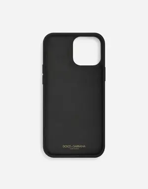 Dolce & Gabbana Calfskin Iphone 13 Pro Max Cover With Logo Tag - Black