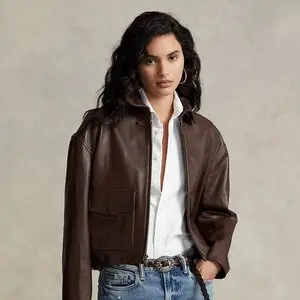Ralph Lauren Cropped Leather Jacket