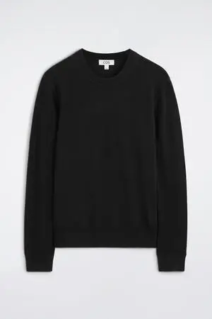 Cos Slim Fit Merino Wool Crew Neck Sweater - Black