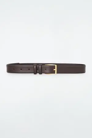 Cos Leather Belt With Silver-tone Buckle - Brown