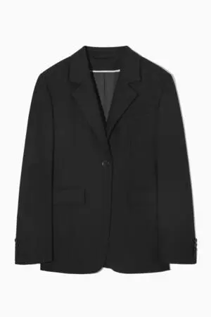 Cos Slim Waisted Wool Blazer - Black