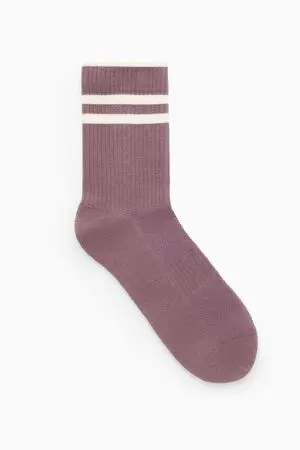 Cos Striped Sports Socks Purple