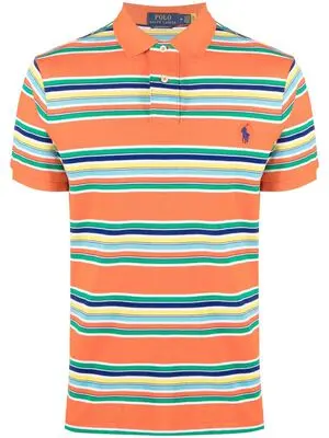 Polo Ralph Lauren Stripe-print Short-sleeved Polo Shirt - Orange