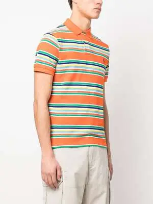 Polo Ralph Lauren Stripe-print Short-sleeved Polo Shirt - Orange