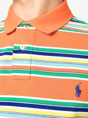 Polo Ralph Lauren Stripe-print Short-sleeved Polo Shirt - Orange