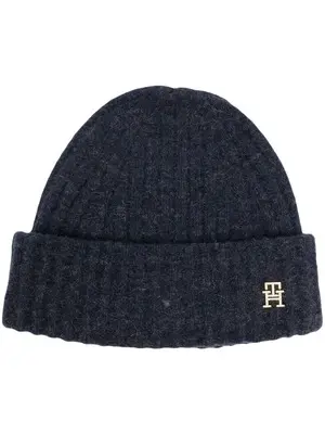 Tommy Hilfiger Logo-plaque Beanie - Blue