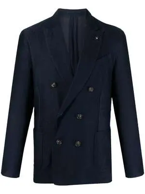 LARDINI Double-breasted Logo-plaque Blazer