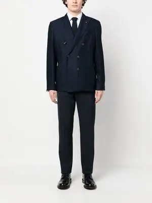 LARDINI Double-breasted Logo-plaque Blazer