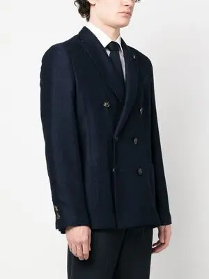 LARDINI Double-breasted Logo-plaque Blazer