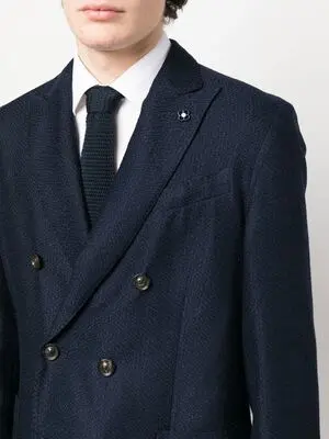 LARDINI Double-breasted Logo-plaque Blazer