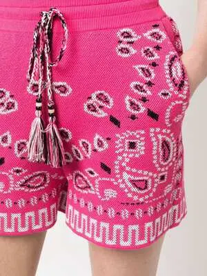 Alanui Bandana Tassel Shorts - Pink
