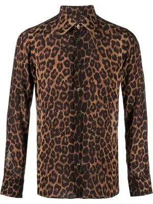 TOM FORD Leopard-print Long-sleeved Shirt