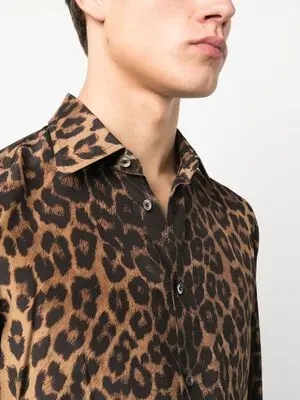TOM FORD Leopard-print Long-sleeved Shirt