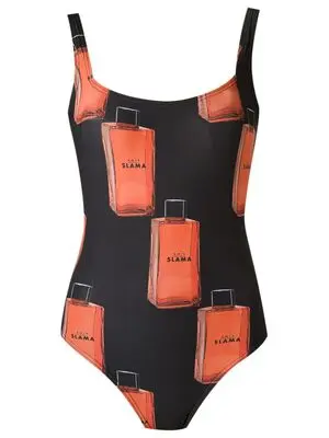 AMIR SLAMA Printed Swimsuit - Black