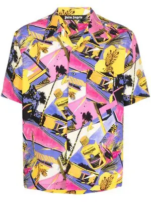 Palm Angels Graphic-print Bowling Shirt Pink
