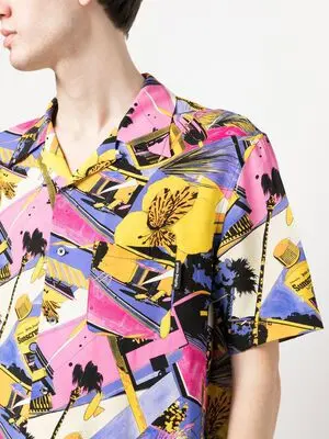 Palm Angels Graphic-print Bowling Shirt - Pink