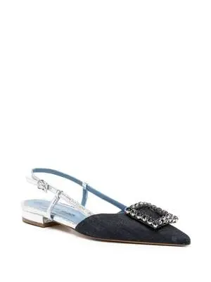 MADISON MAISON Crystal-embellished Slingback Pumps - Blue