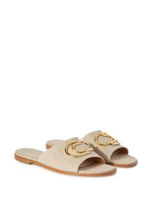 Off-White Logo-plaque Linen Slides - Neutrals