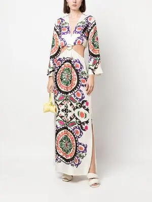 Ba&sh Cut-out Floral-print Long Dress - Neutrals