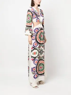 Ba&sh Cut-out Floral-print Long Dress - Neutrals