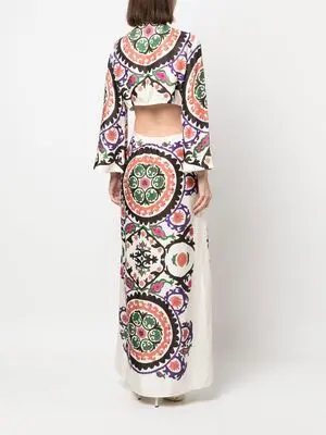 Ba&sh Cut-out Floral-print Long Dress - Neutrals